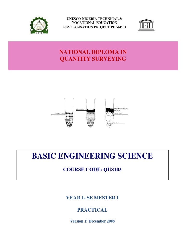 QUS 103 - Basic Engineering Science (Practicals) | PDF | Properties Of ...