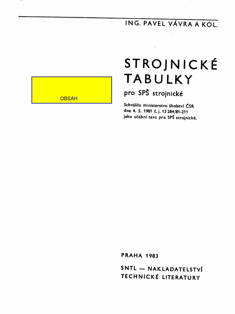 Strojnické Tabulky Pro SPŠ Strojnické - P. Vávra A Kol | PDF