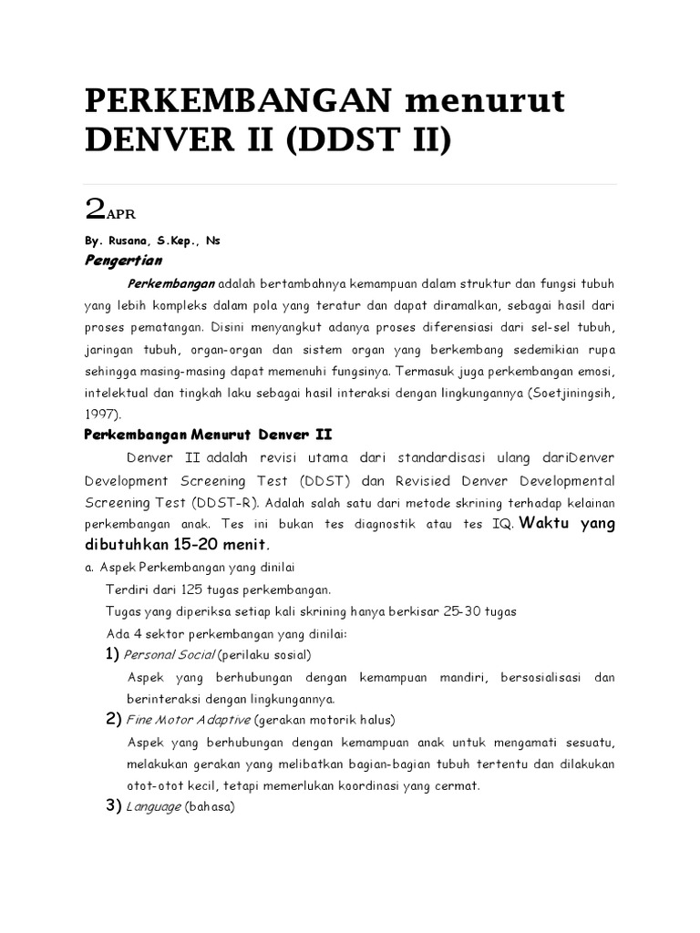 Perkembangan Menurut Denver II | PDF