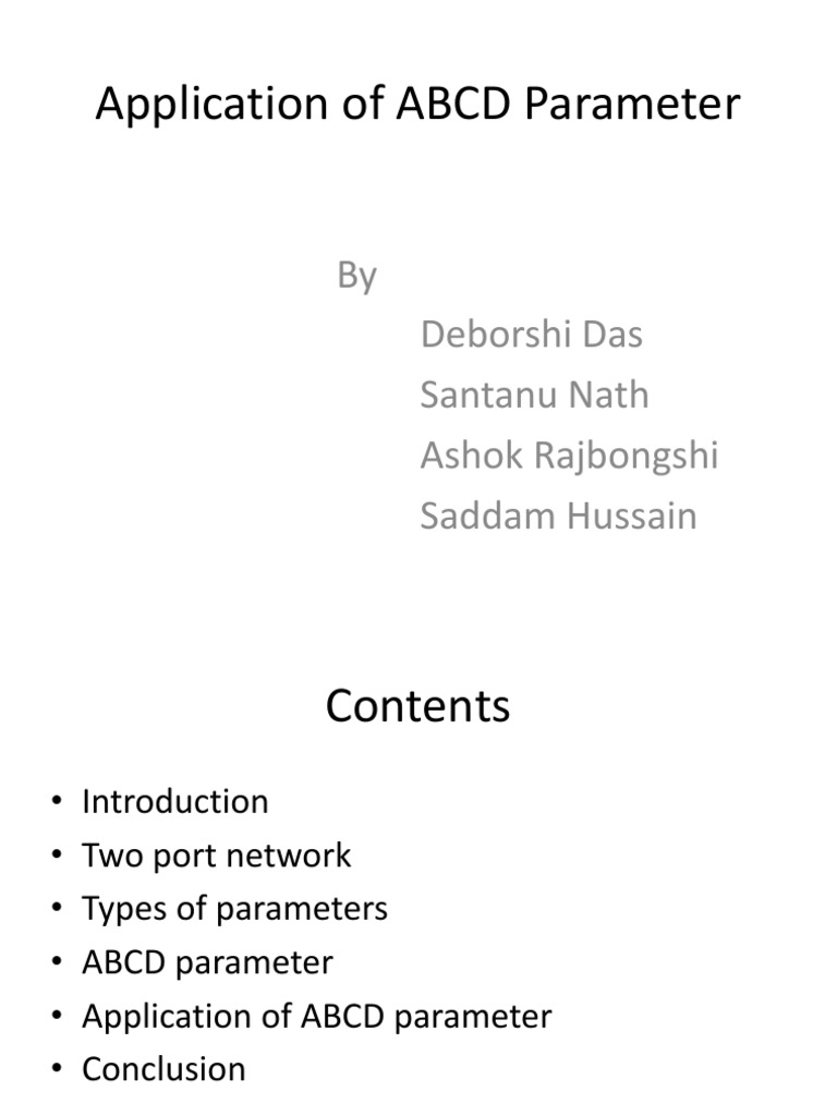Application of ABCD | PDF | Parameter (Computer Programming) | Network ...