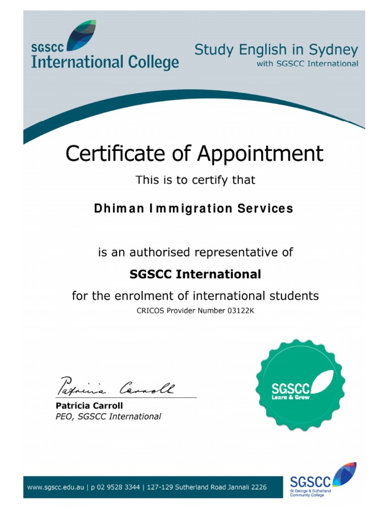 Certificate of Appointment | PDF