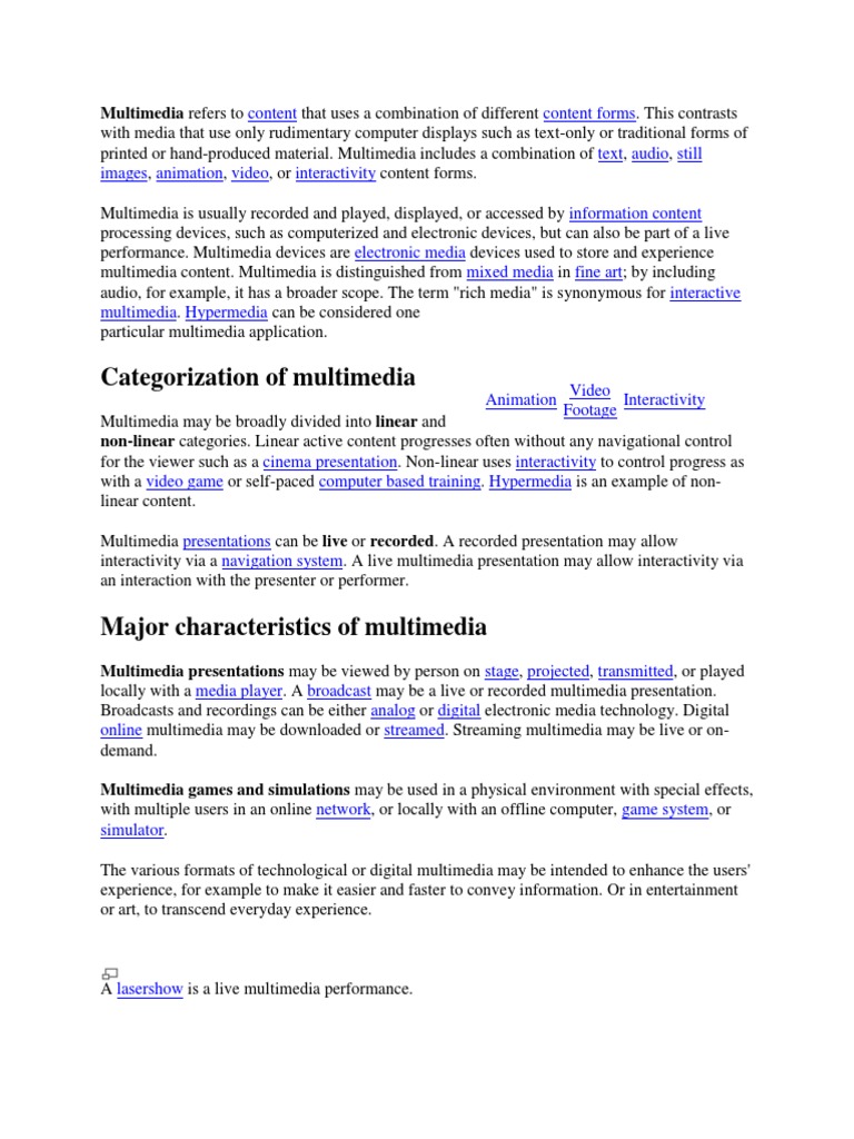 Multimedia Refers To Content That Uses A Combination of Different ...