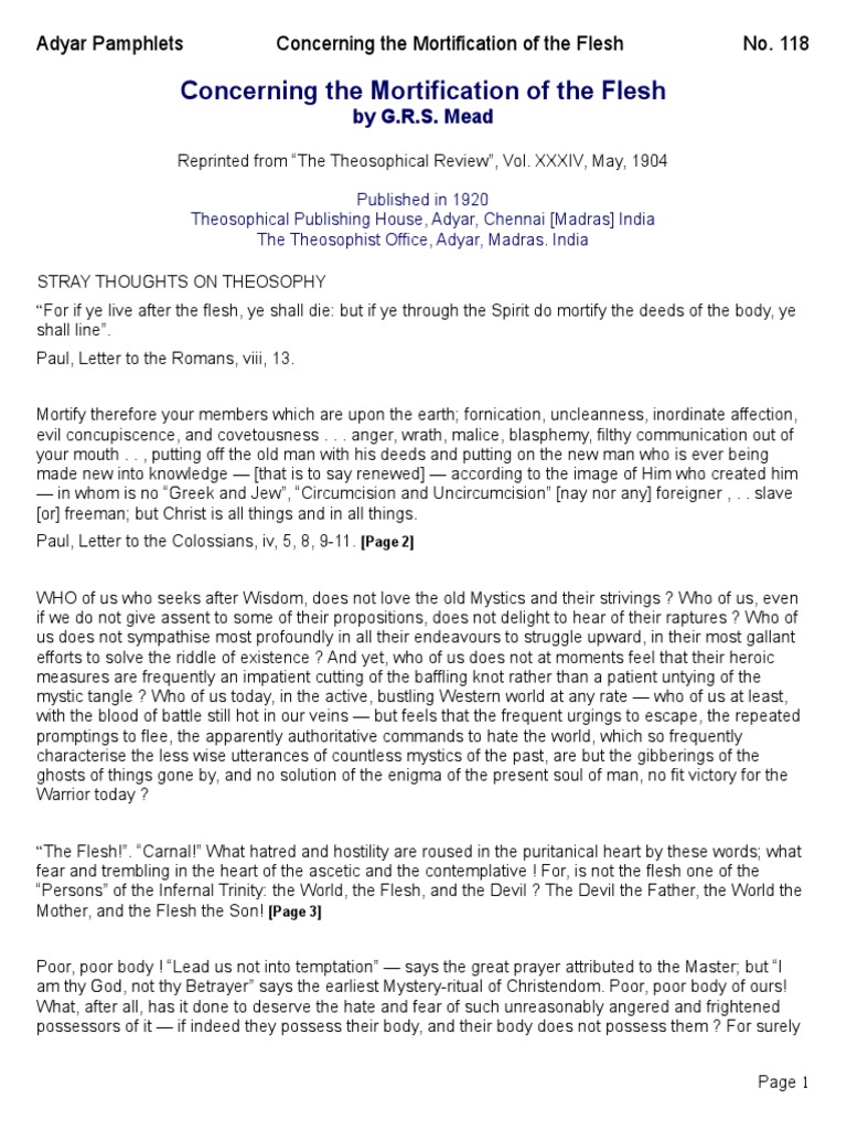 Concerning The Mortification of The Flesh | PDF | Religious Behaviour ...