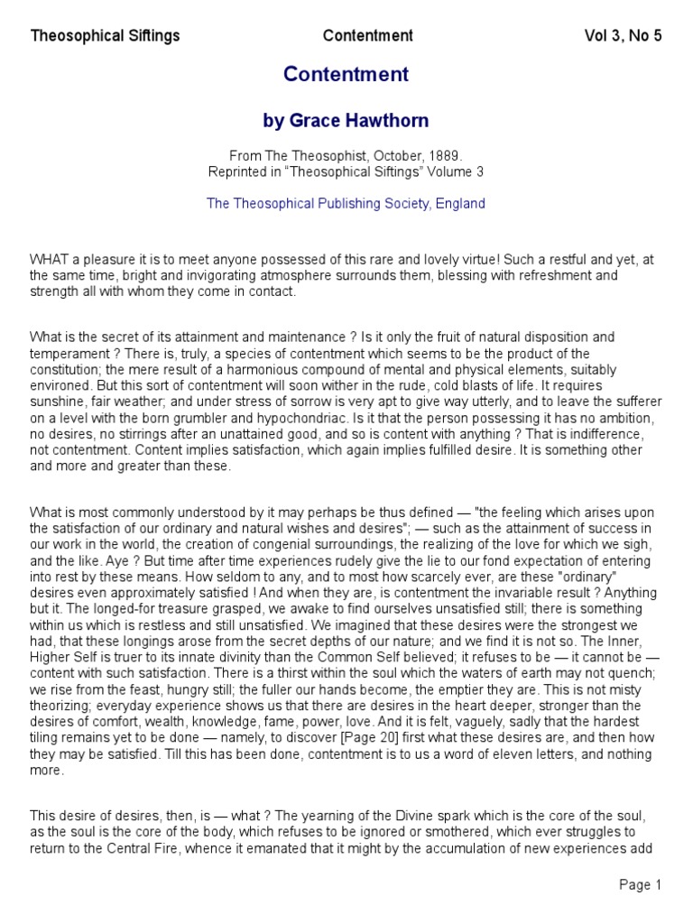 Contentment: by Grace Hawthorn | PDF | Personal Development | Religion ...