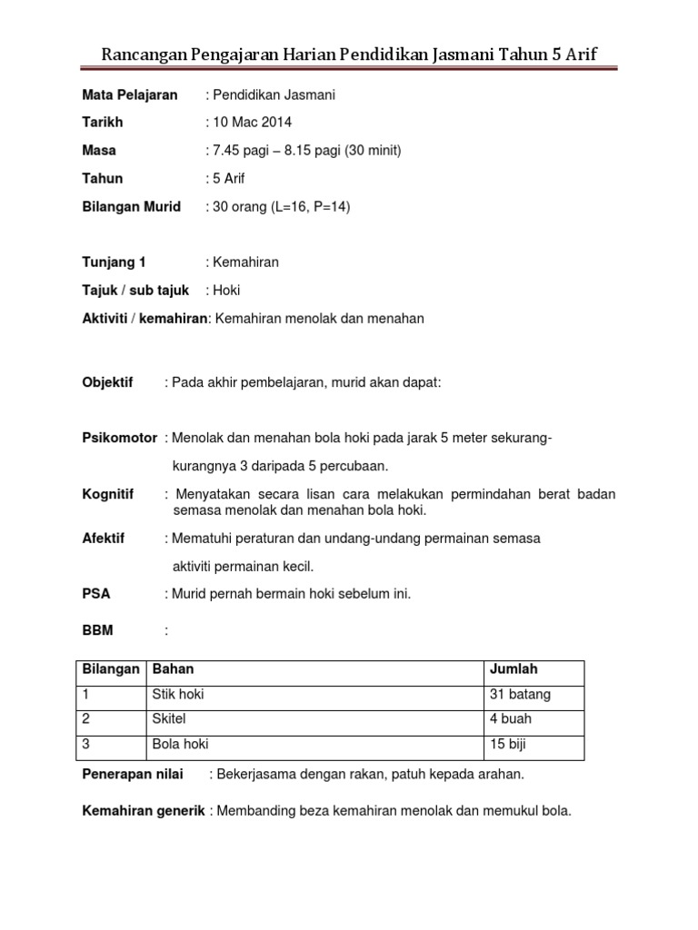 Kemahiran Hoki Tahun 5: Menolak & Menahan | PDF | Olahraga & Rekreasi ...