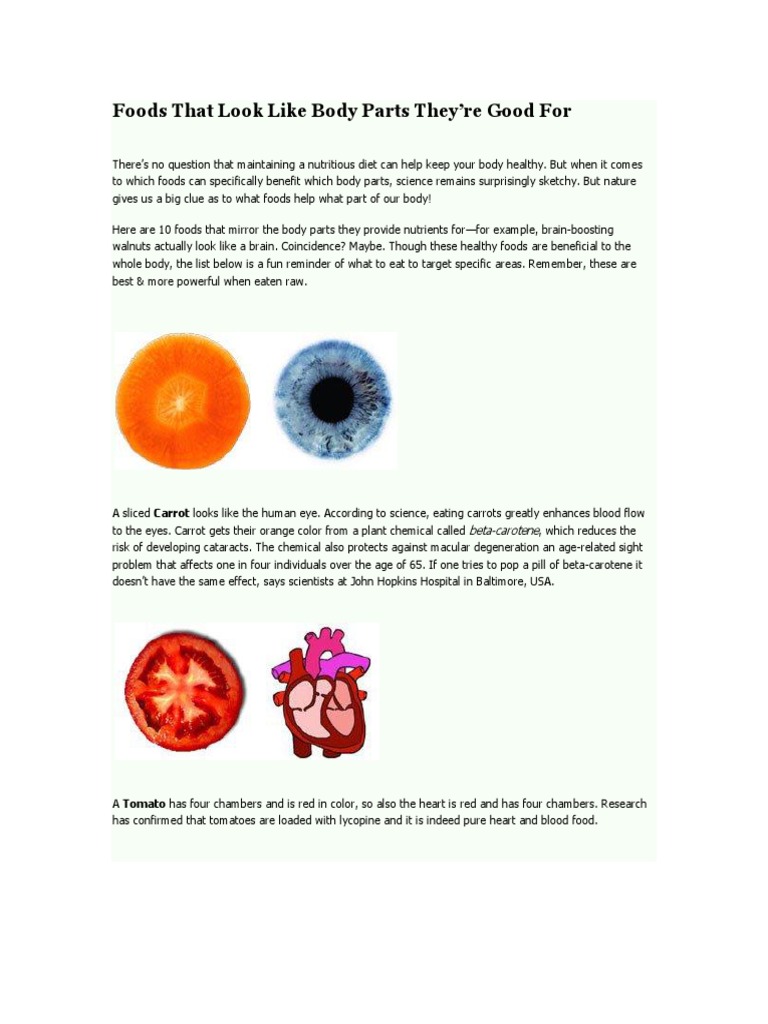 Foods That Look Like Body Parts They’re Good For | Fruit | Cancer