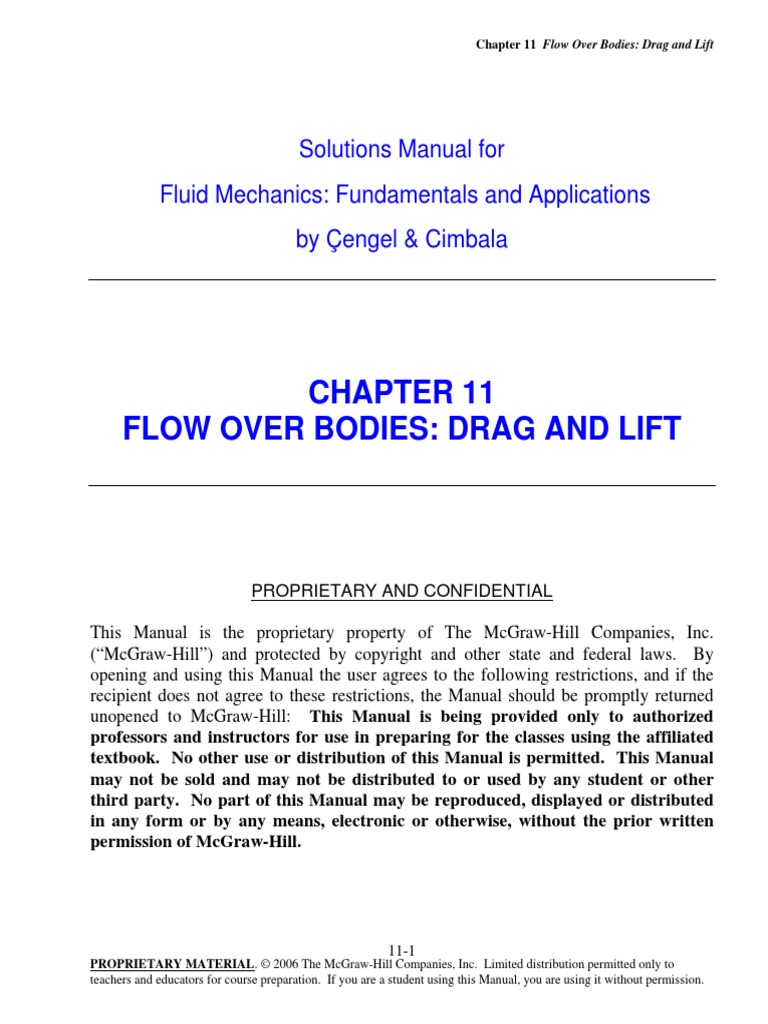 Cengel Cimbala Solutions Chap11 | PDF | Reynolds Number | Drag (Physics)