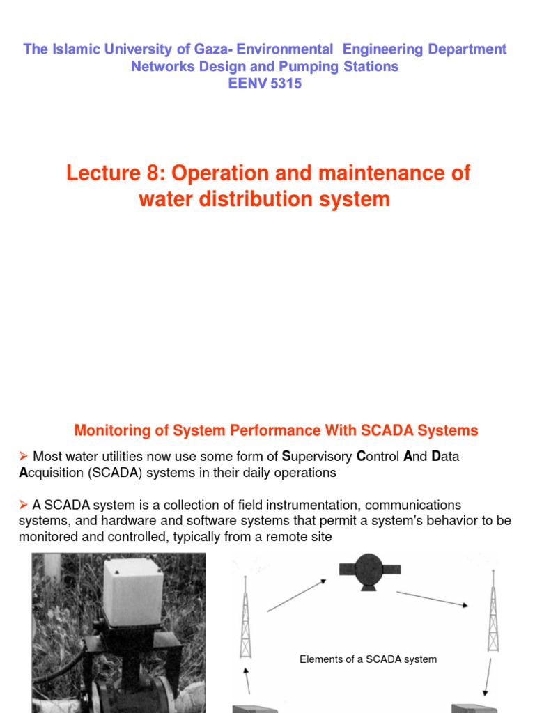 Lecture 8. Operation and Maintenance of Water Distribution System | PDF ...