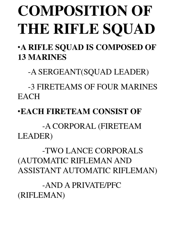 Composition of Rifle Squad and Formations | PDF