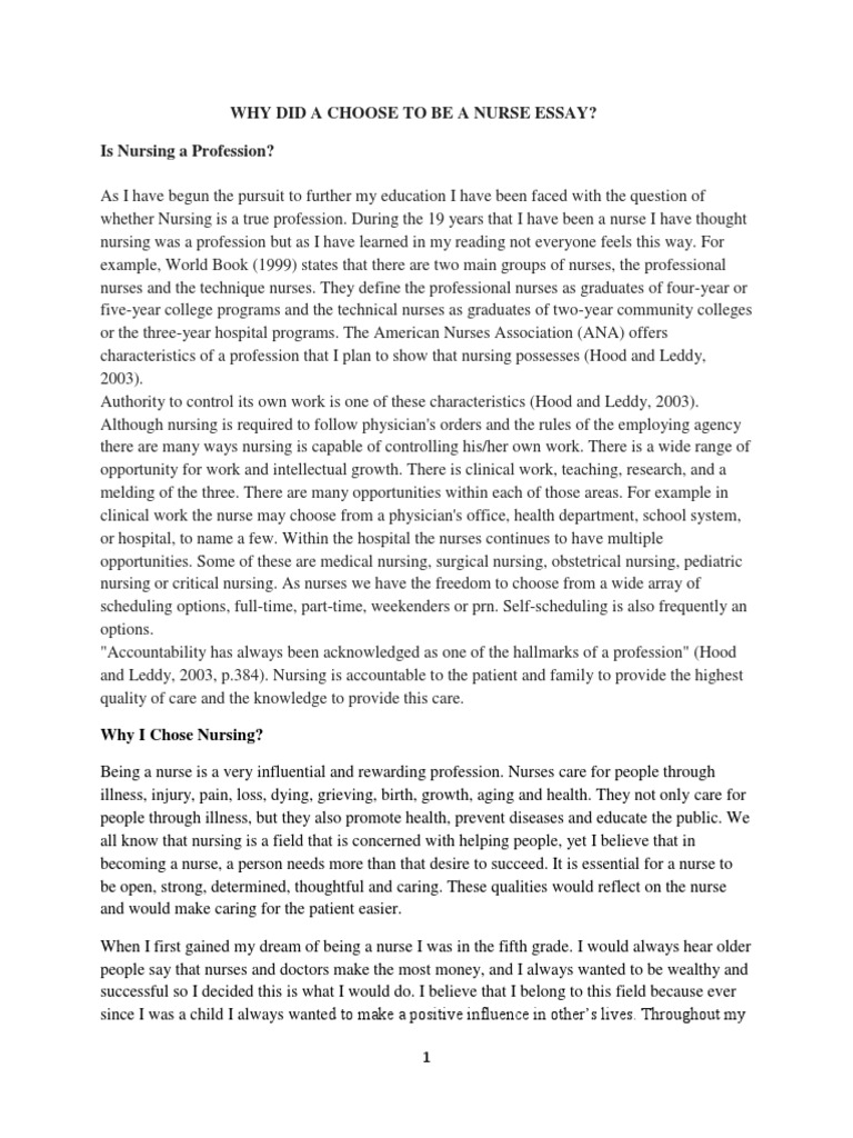 Why I Chose Nursing as a Career | PDF
