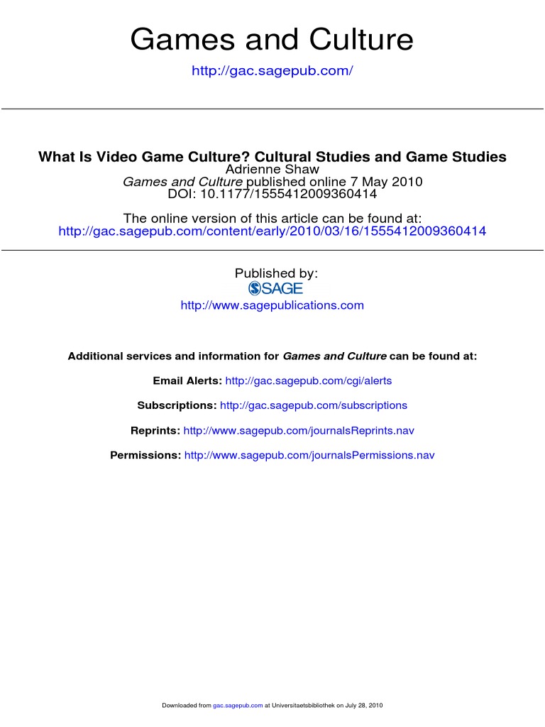 Games and Culture-2010-Shaw-What Is Video Game Culture | PDF | Video ...