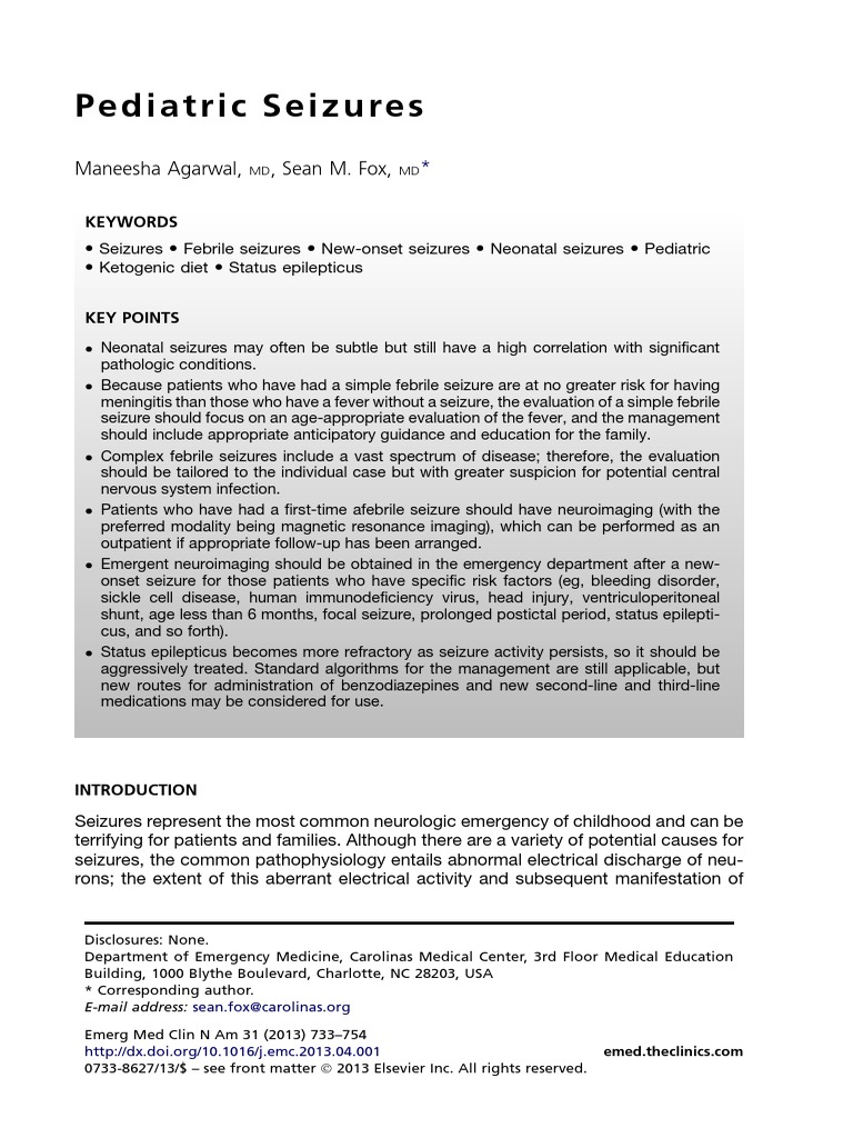 PEdiatric Seizures | PDF