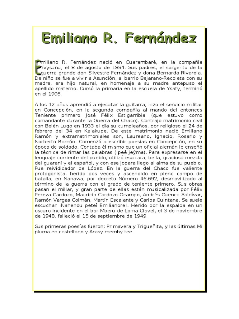 Biografía Emiliano R. Fernández | PDF