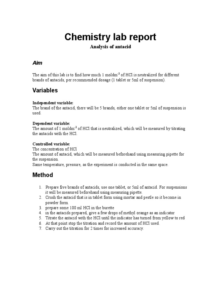 Analysis of Antacid | PDF | Titration | Chemistry
