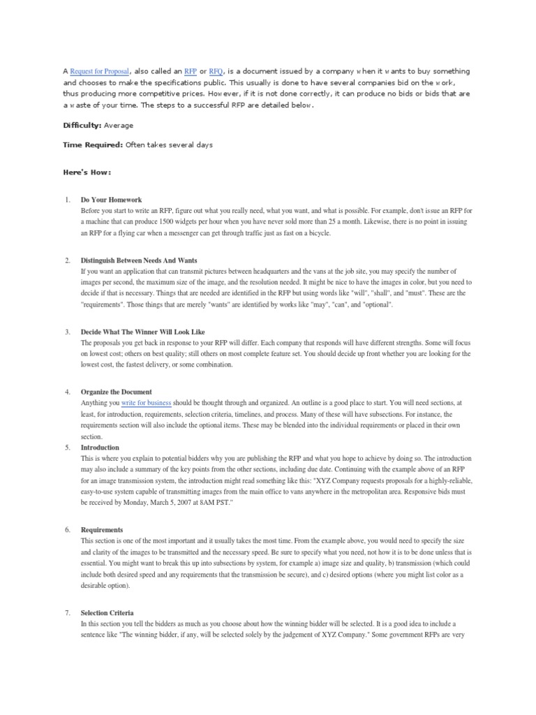 RF Proposal | Download Free PDF | Request For Proposal | Business