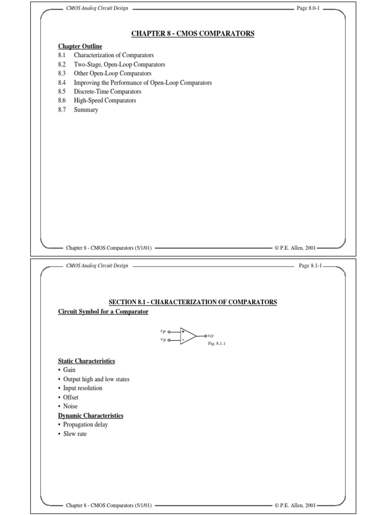 Chapter 8 - Cmos Comparators | PDF | Cmos | Amplifier