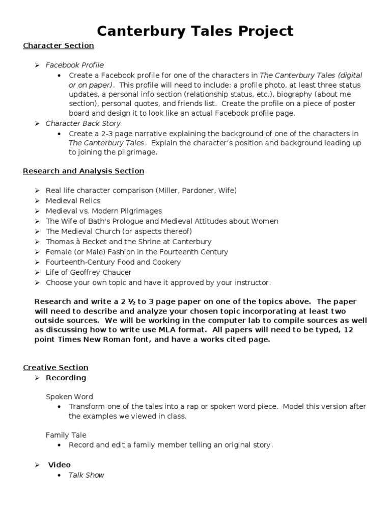 Canterbury Tales Project Guidelines | PDF | The Canterbury Tales