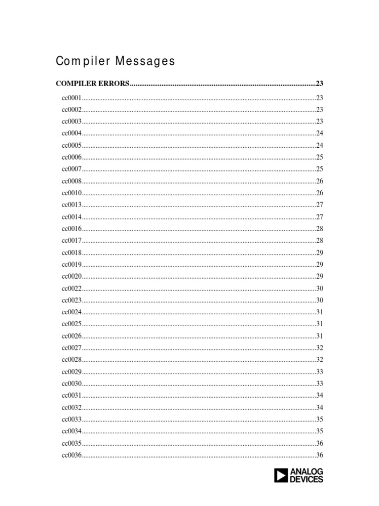 Compiler Error Codes List | PDF | Computer Programming | Software ...