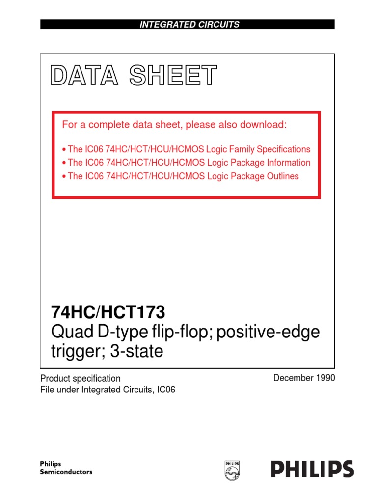 Quad D-Type Flip-Flop Data Sheet: Specifications and Characteristics ...