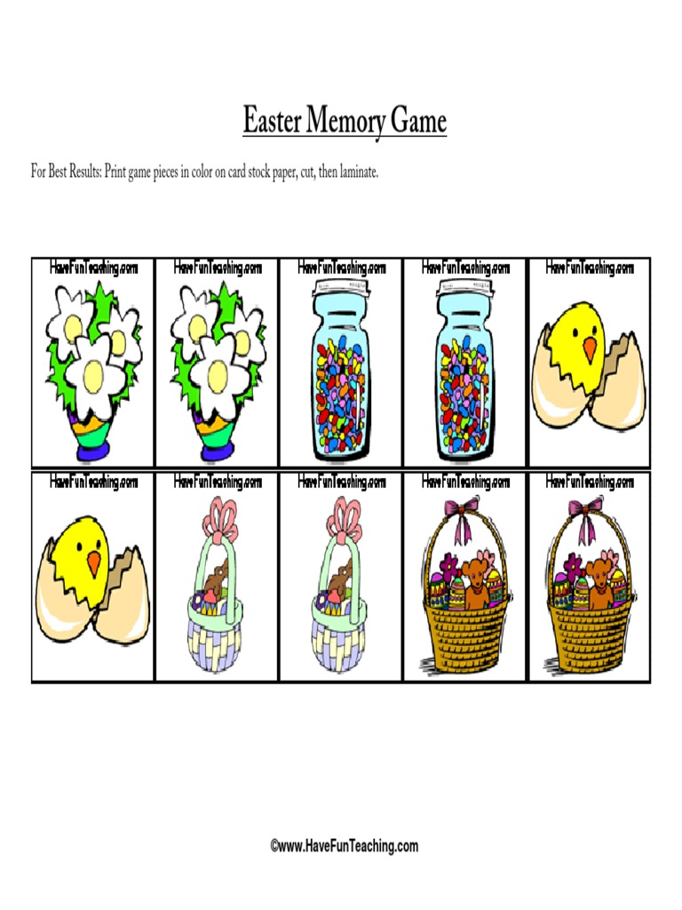 Easter Memory Game Printable Activity | PDF