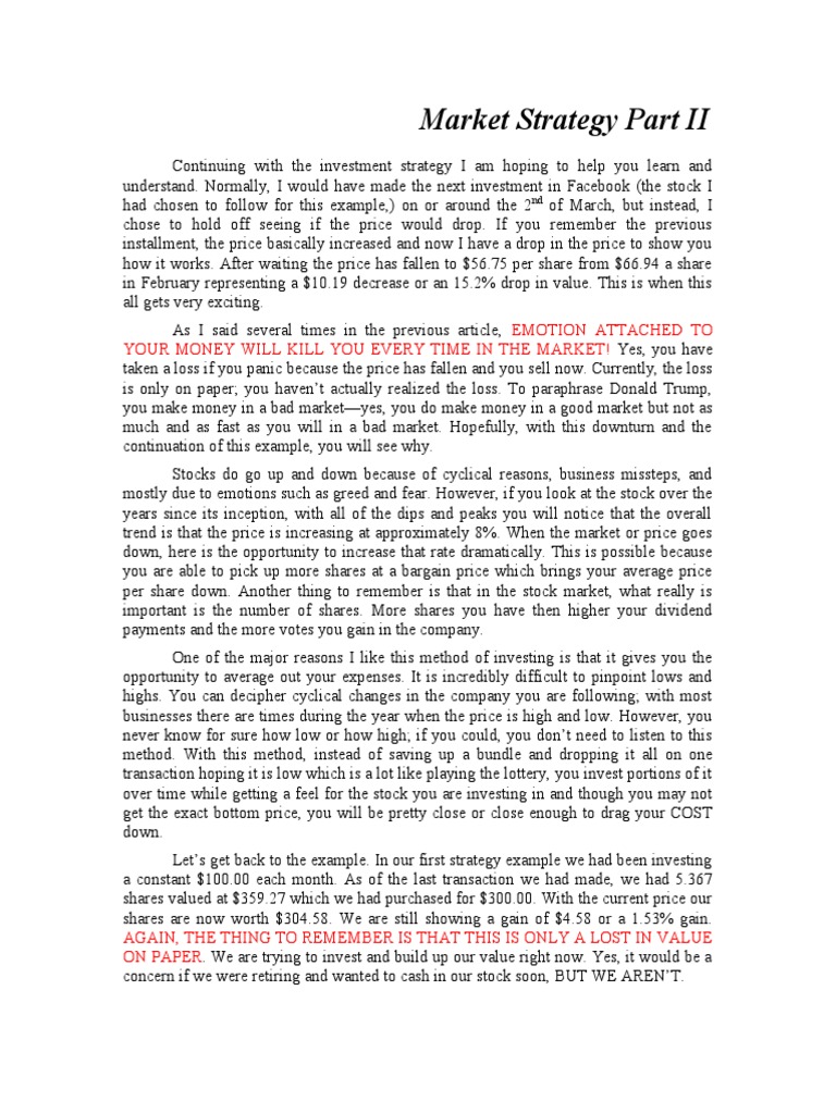Market Strategy Part II | PDF | Investing | Stocks