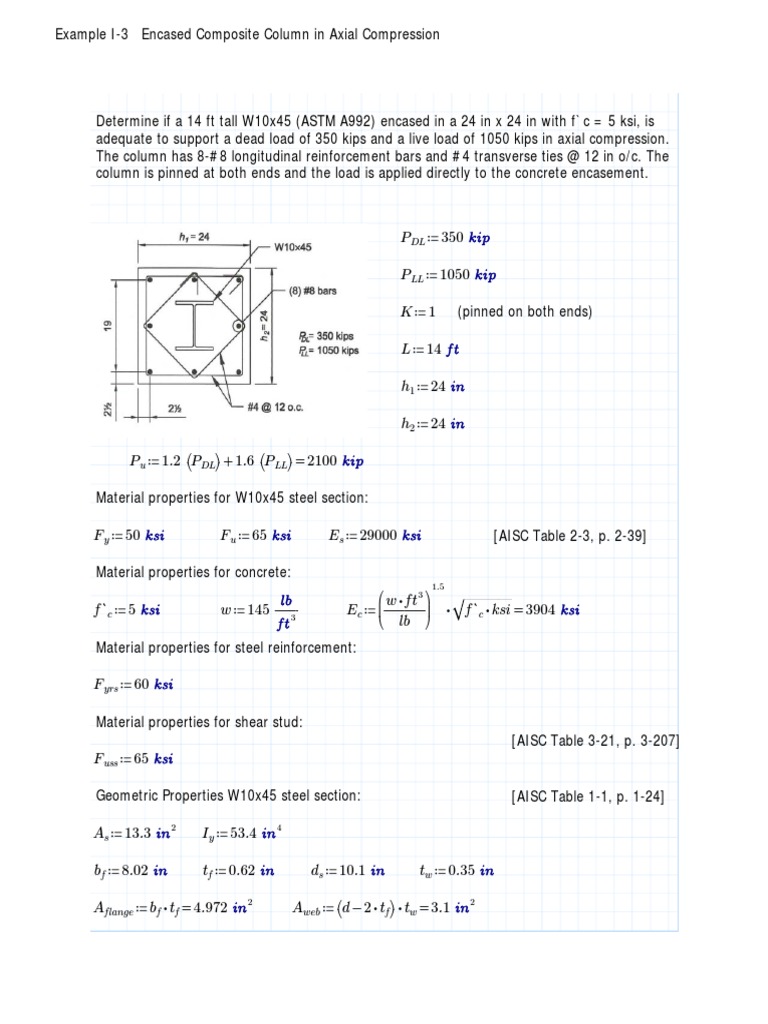Encased Composite Column in Axial Compression | PDF | Economic Sectors ...