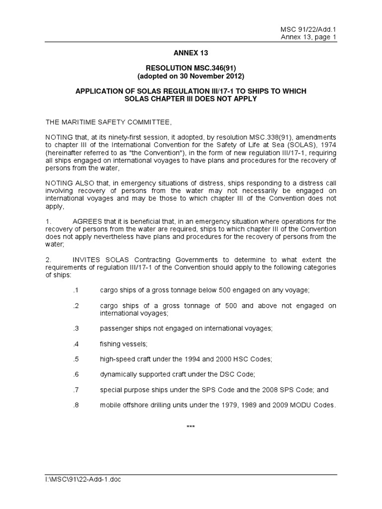 Annex 13 Resolution Msc346 91 Adopted On 30 November 2012 