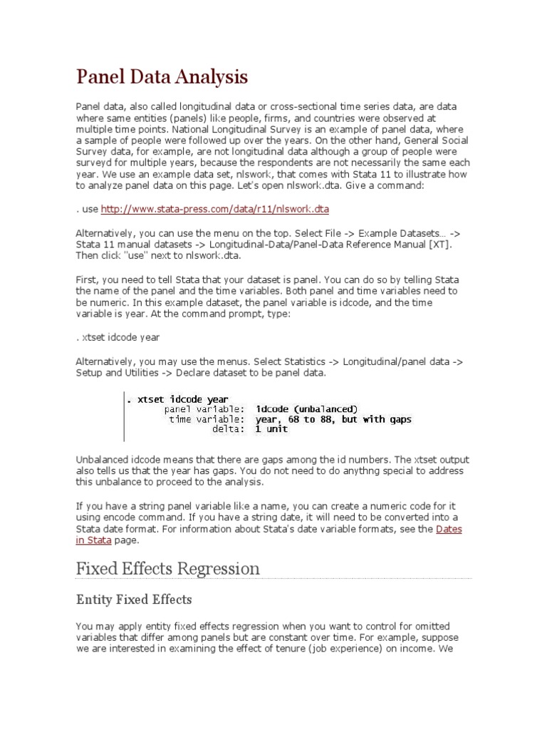 Panel Data Analysis | PDF | Fixed Effects Model | Dummy Variable ...