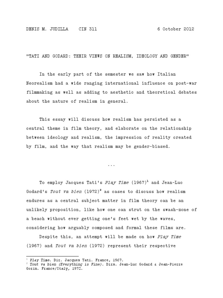 Film Theory Paper - Diem | PDF | Jean Luc Godard