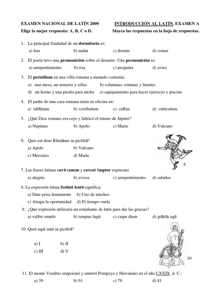 Examen Nacional Latin 2009 | PDF