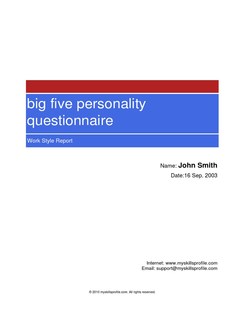 Big Five Personality Questionnaire | PDF | Extraversion And ...