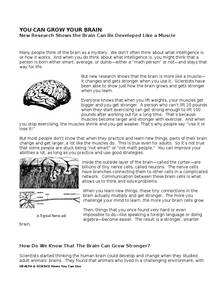 You Can Grow Your Brain Article | Brain | Nervous System