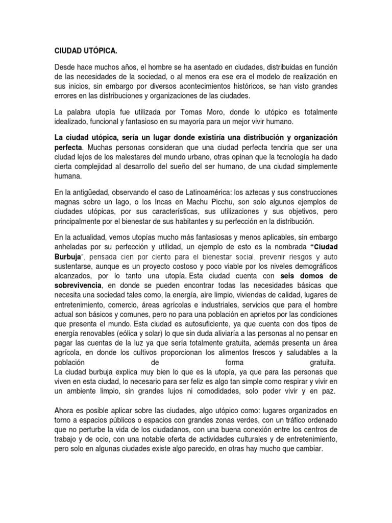 Ciudad Utópica | Descargar gratis PDF | utopía | Ciudad Ciudad Utópica | Descargar gratis PDF | utopía | Ciudad