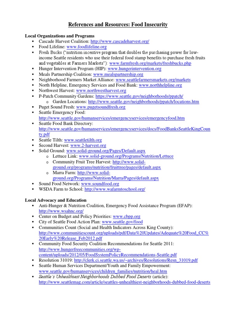 References and Resources Handout | PDF | Supplemental Nutrition ...