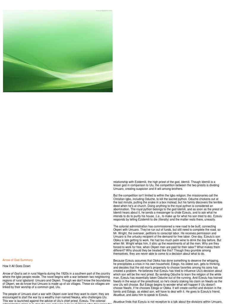 Arrow of God: Summary and Themes | PDF | Religion And Belief