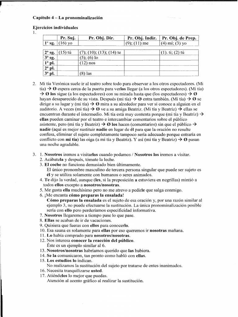 Ejercicios Pronominalización | PDF