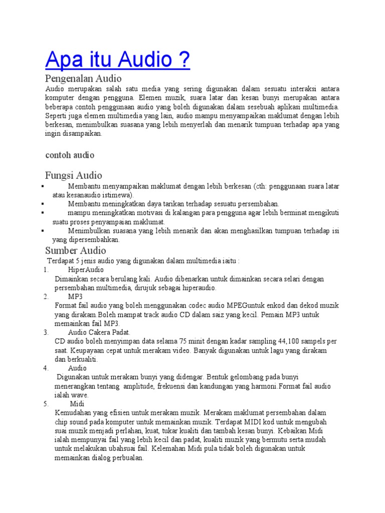 Apa Itu Audio | PDF