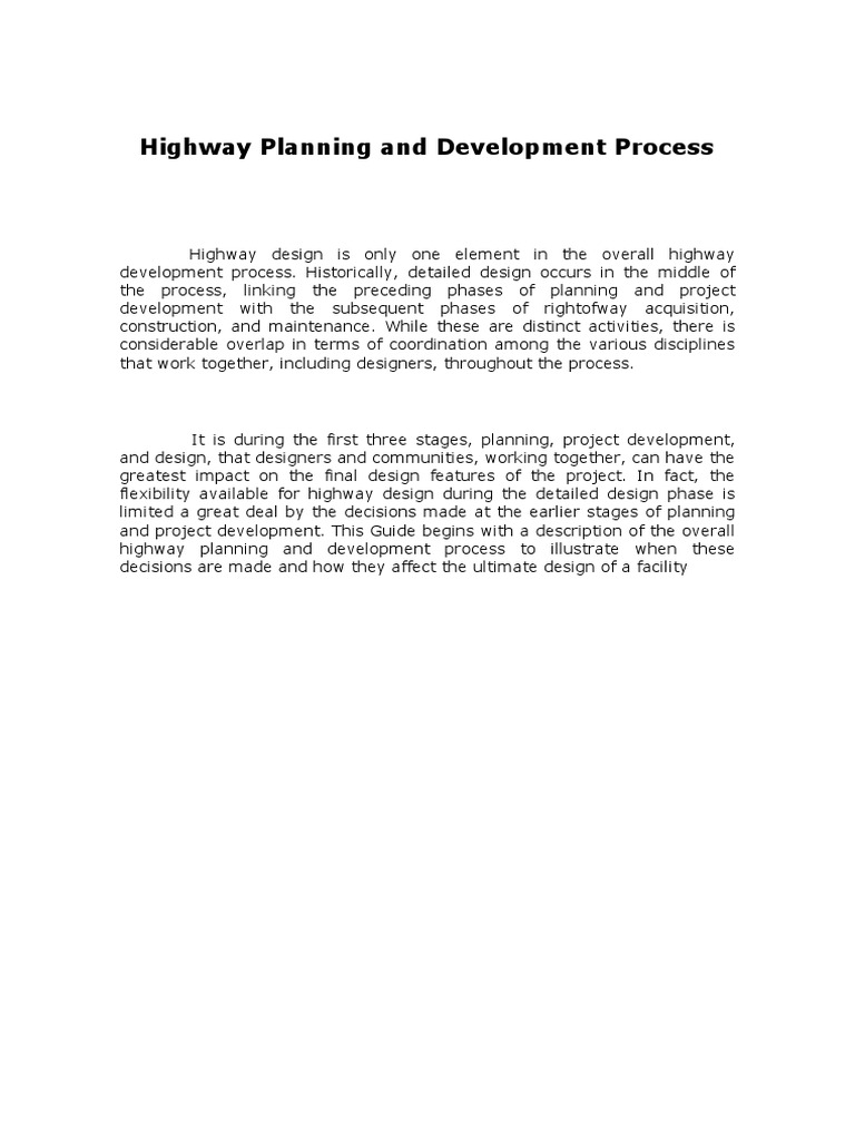 Highway Planning and Development Guide | PDF | Business | Cognition