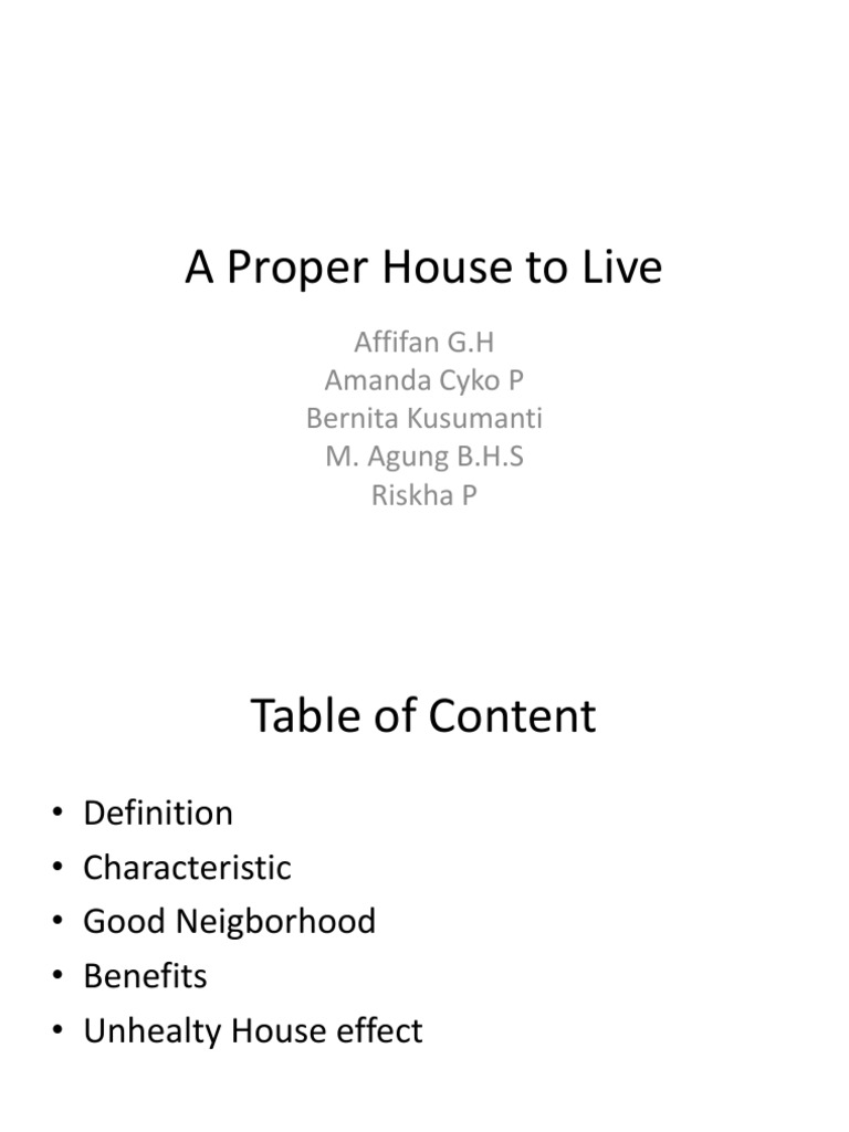 A Proper House To Live | PDF | Wellness | Lifestyle