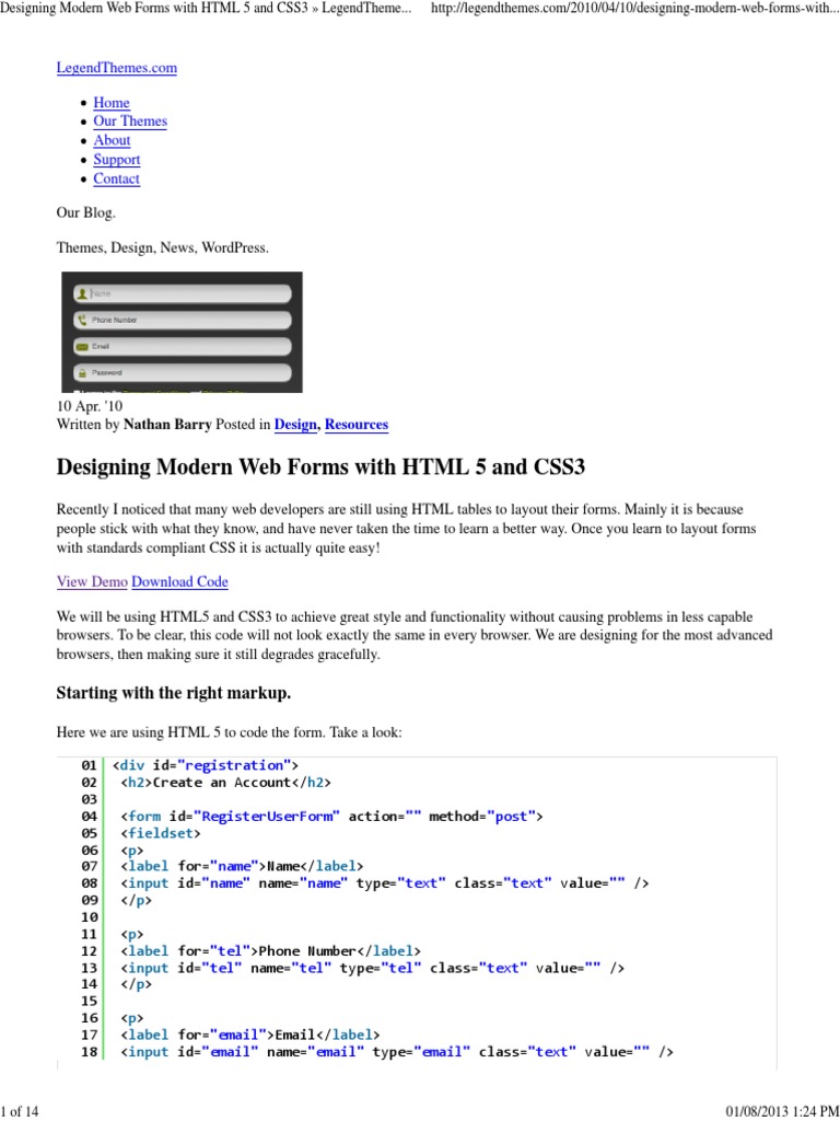 Designing Modern Web Forms With HTML 5 and CSS3 LegendThemes PDF | PDF | Cascading Style Sheets ...