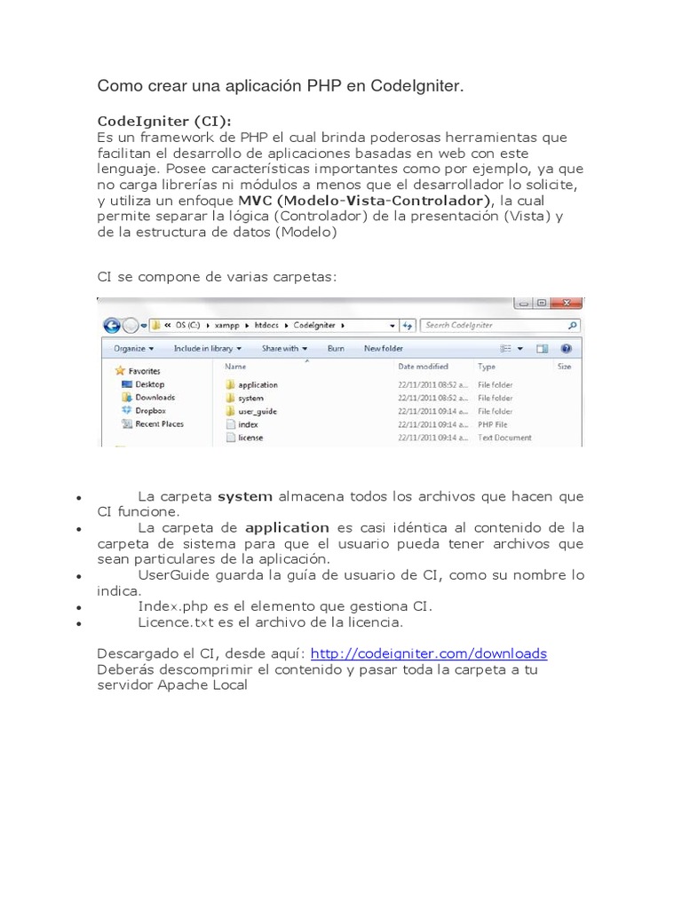 Como Crear Una Aplicación PHP en CodeIgniter | PDF | Php | Servidor web