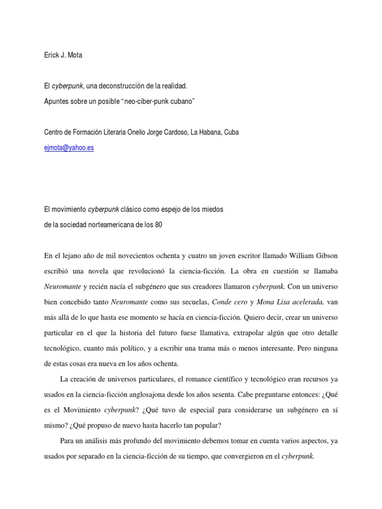 08 Mota Erick Form PDF | PDF | Cuba | Ciencia ficción