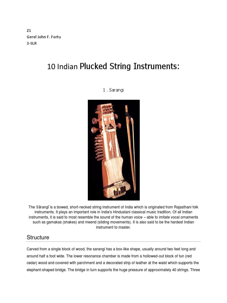 10 Indian Plucked String Instruments | PDF | Gaiaphones | Classical And ...