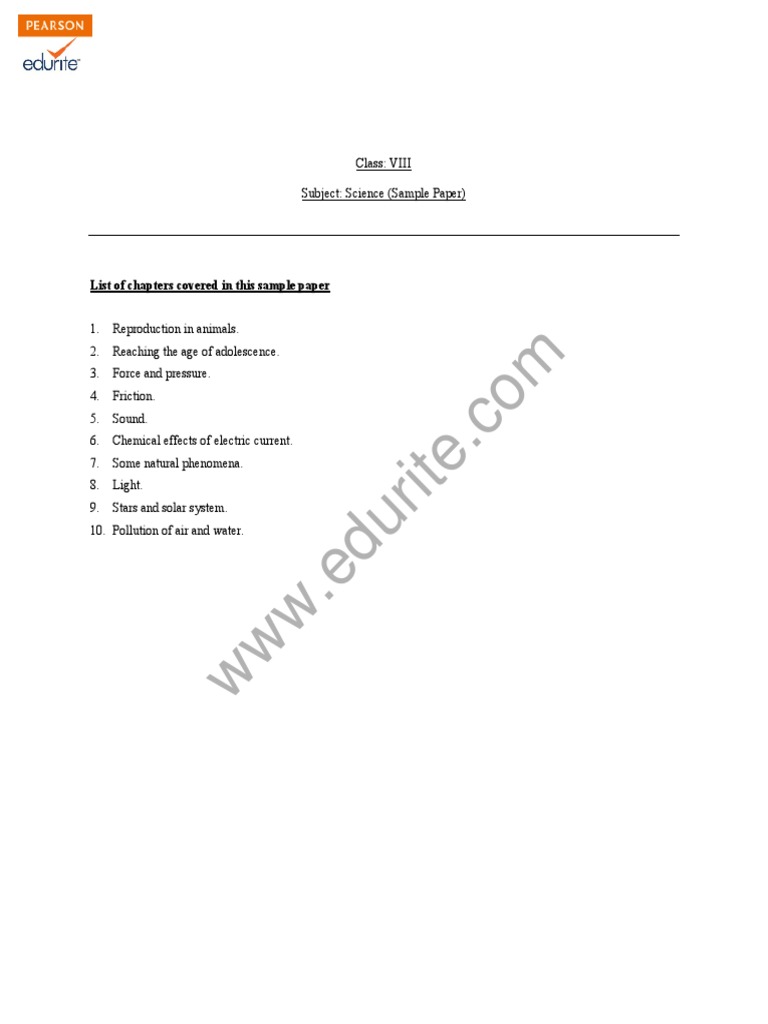 Class 8 Cbse Science Sample Paper Term 2 Model 2 | PDF | Sexual ...