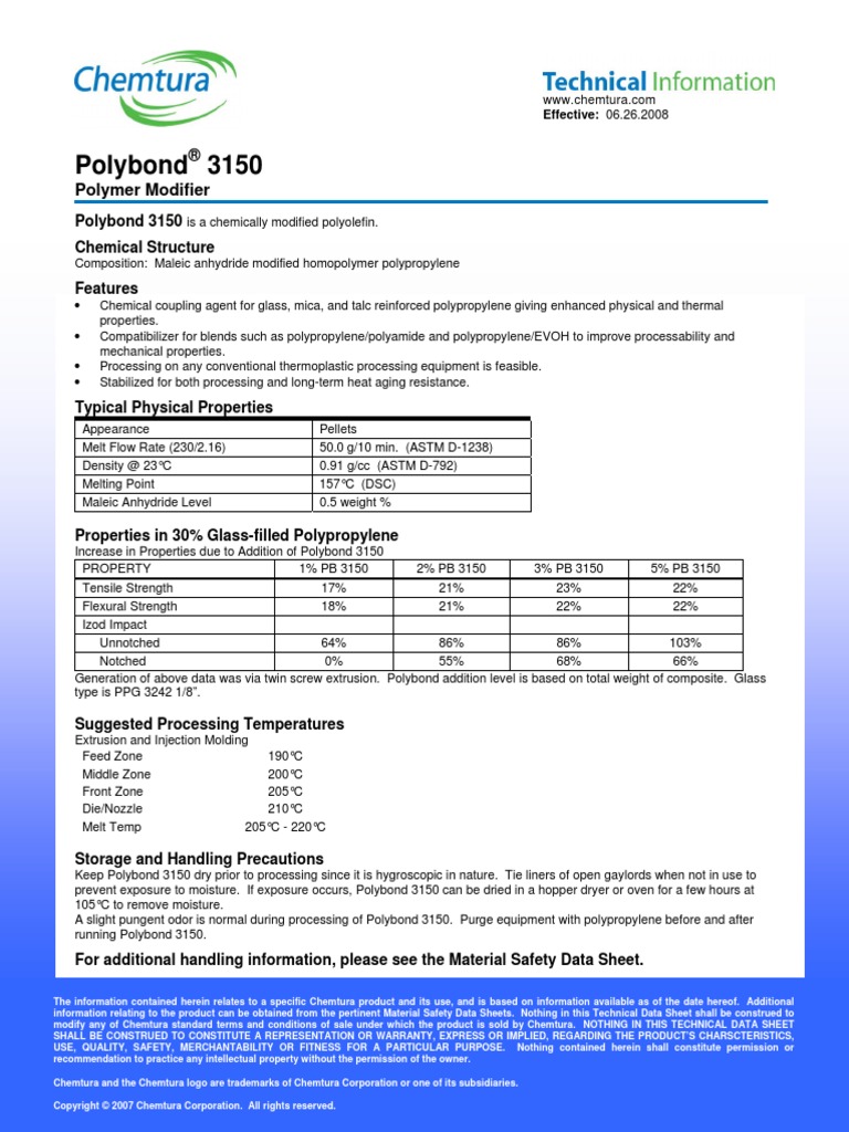 Polybond 3150 TDS | PDF | Thermoplastic | Manmade Materials