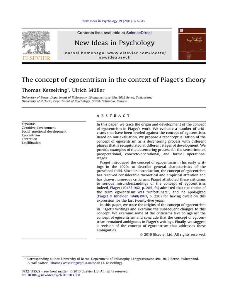 The Concept of Egocentrism in The Context of Piaget's Theory | PDF ...