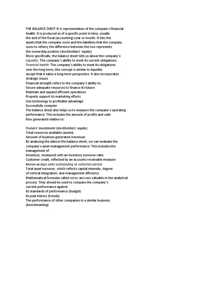Understanding Balance Sheet Analysis | PDF