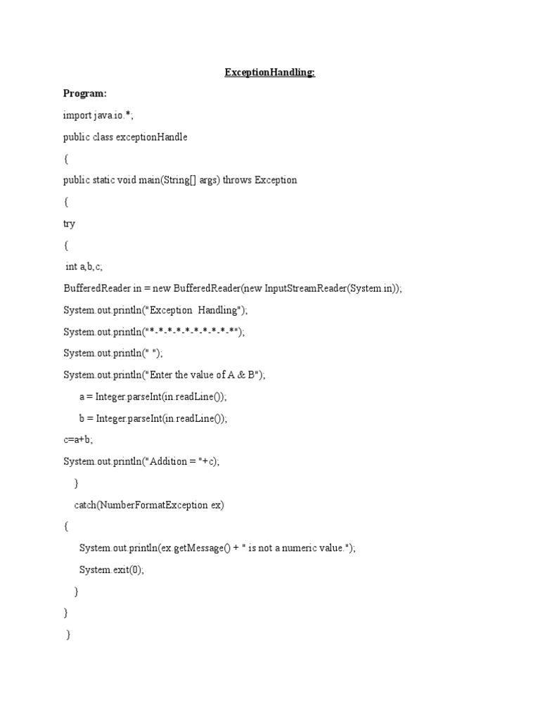 Java Exception Handling Example | PDF | Teaching Methods & Materials | Computers