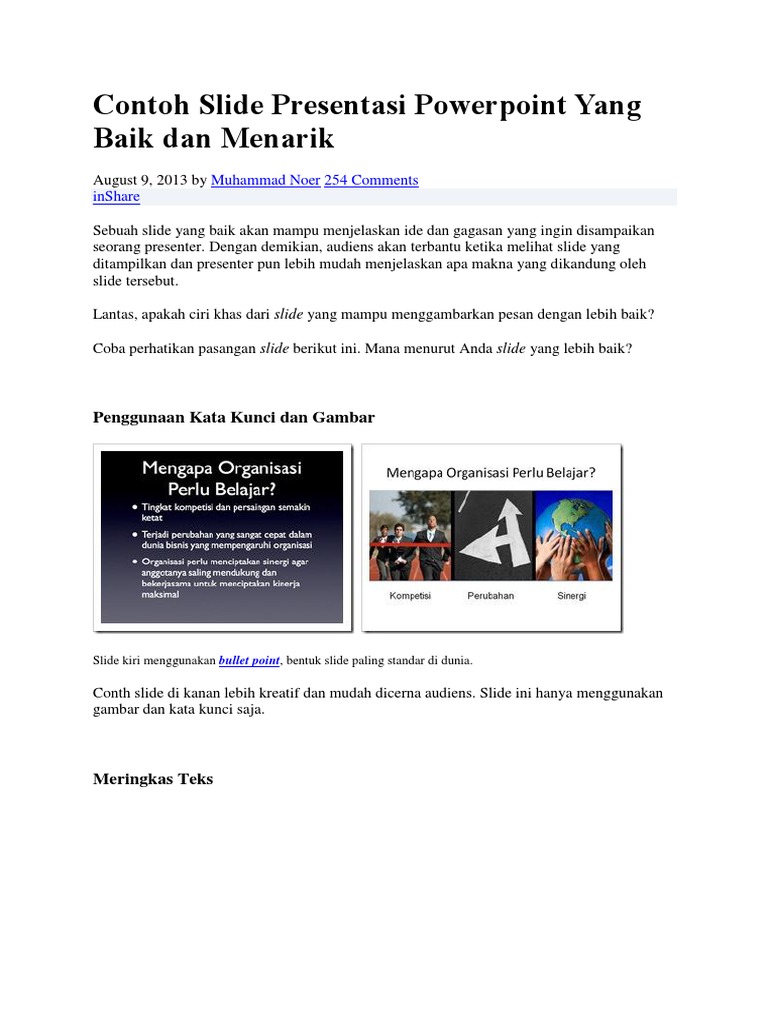Contoh Slide Presentasi Powerpoint Yang Baik Dan Menarik | PDF