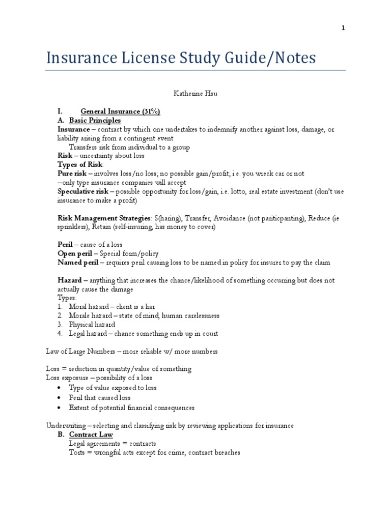 Insurance License Study Guide | PDF | Insurance | Law Of Agency